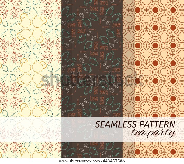 Vector Pattern Tea Party Handdrawn Elements 库存矢量图（免版税）443457586 ...
