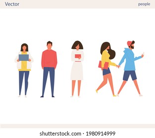 Vector People Flat Style Students Crowd Stock Vector (Royalty Free ...