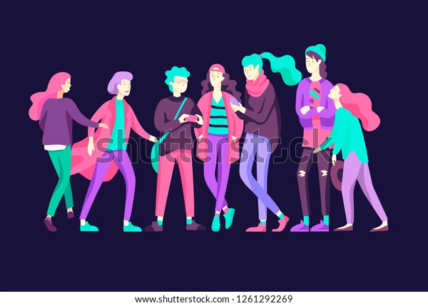 Vector People Happy Friends Character Group Stock Vector (Royalty Free ...