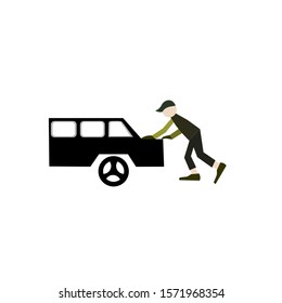 Vector People Pushing Car Against White Stock Vector (Royalty Free ...