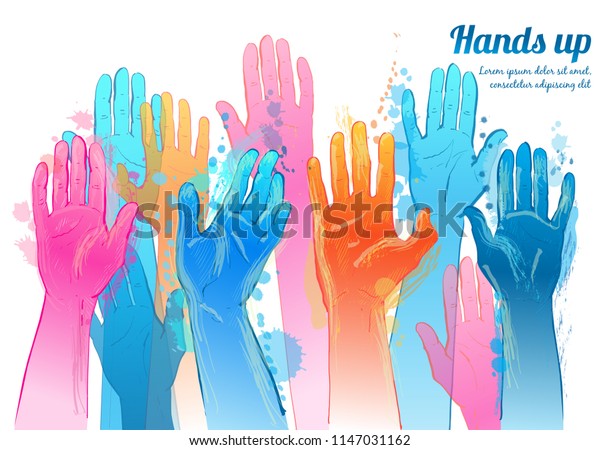 Vector People Raising Reaching Hands Isolated Stock Vector (Royalty ...