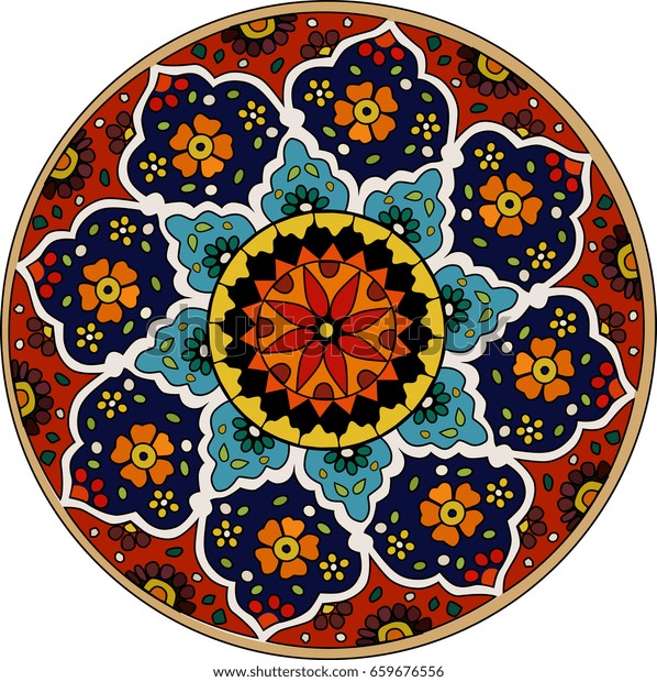 Vector Persian Art Colorful Round Ethnic: vetor stock (livre de ...