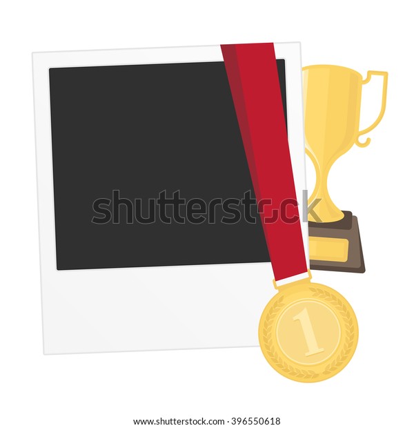 Vector Photo Frame Template Medal Cup Stock Vector (Royalty Free ...