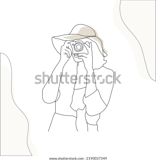 Vector Photographer Line Art Single Line Stock Vector (Royalty Free ...