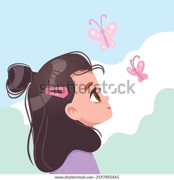 Cute cartoon girl side view : 3 131 images, photos et images ...