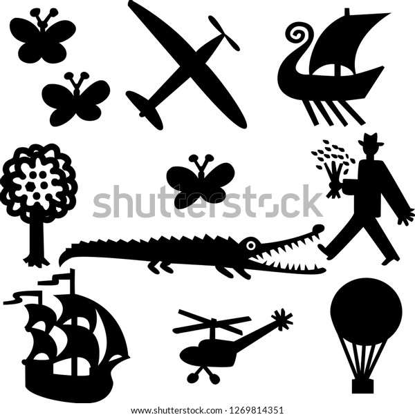 Vector Pictures Form Symbols Silhouettes Which Stock Vector (Royalty ...