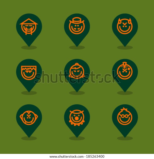 Vector Pin Iconset Smileys Stock Vector (Royalty Free) 185263400 ...