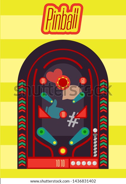 Vector Pinball Game Playfield Illustration Isolated Stock Vector ...