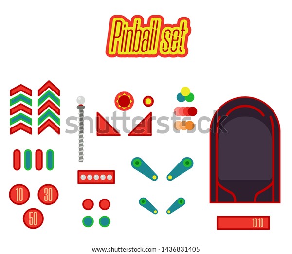 Vector Pinball Set Game Playfield Illustration Stock Vector (Royalty ...