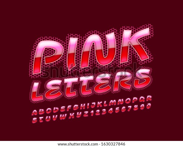 Vector Pink Alphabet Letters Numbers Stylish Stock Vector (Royalty Free ...