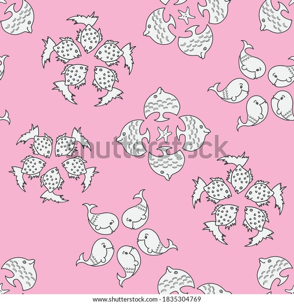 Vector Pink Aqua Black White Seamless Stock Vector (Royalty Free ...