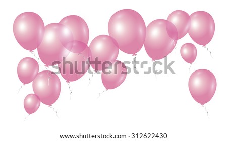 Vector Pink Balloons On White Background Stock Vector (Royalty Free ...
