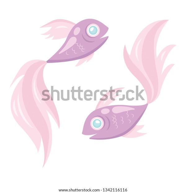 Vector Pink Cute Fish Illustration Cartoon Stock Vector (Royalty Free ...
