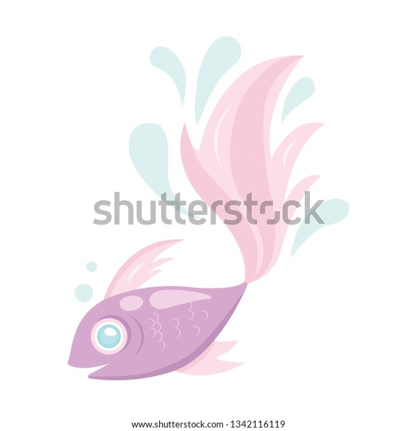 Vector Pink Cute Fish Illustration Cartoon Stock Vector (Royalty Free ...