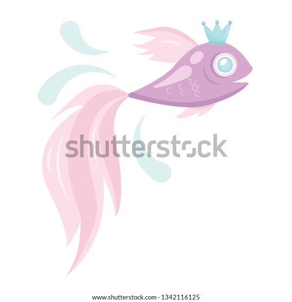 Vector Pink Cute Fish Illustration Cartoon Stock Vector (Royalty Free ...
