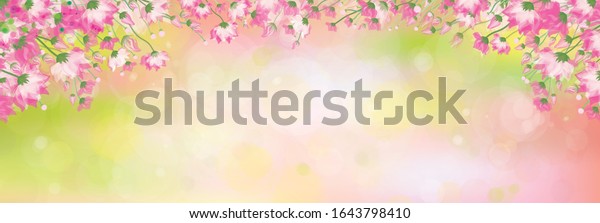 Vector Pink Floral Border On Spring Stock Vector (Royalty Free ...