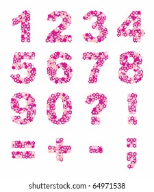 Vector Pink Flowers Numbers: vector de stock (libre de regalías ...