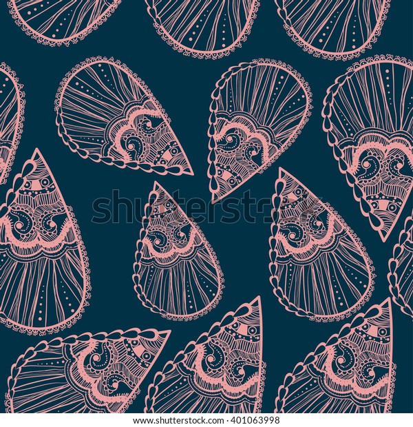 Vector Pink Line Ethnic Petals On Stock Vector (Royalty Free) 401063998 ...