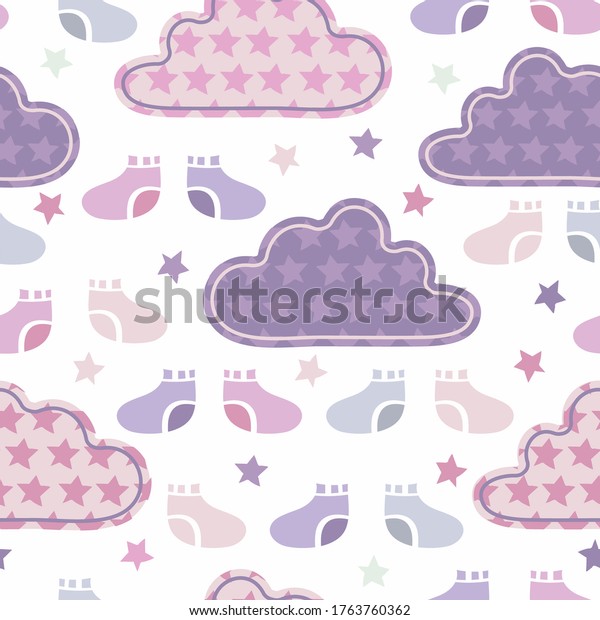 Vector Pink Purple Cute Baby Girl Stock Vector (Royalty Free ...