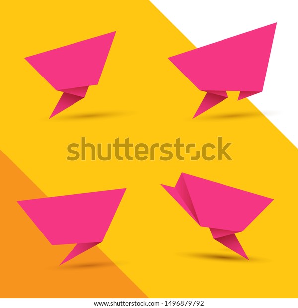 Vector Pink Ribbon Origami Speech Bubble Stock Vector (Royalty Free ...
