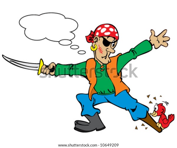 Vector Pirate Wooden Leg Surprised By Stock Vector (Royalty Free) 10649209