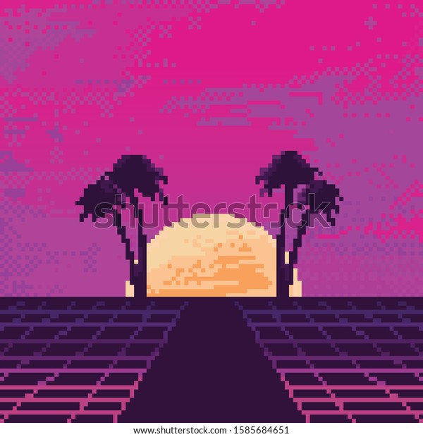 Vector Pixel Art 80s Retro Scifi Stock Vector (Royalty Free) 1585684651 ...