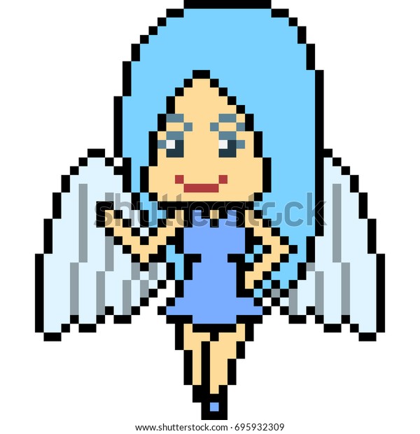 Vector Pixel Art Angel Isolated: vector de stock (libre de regalías ...