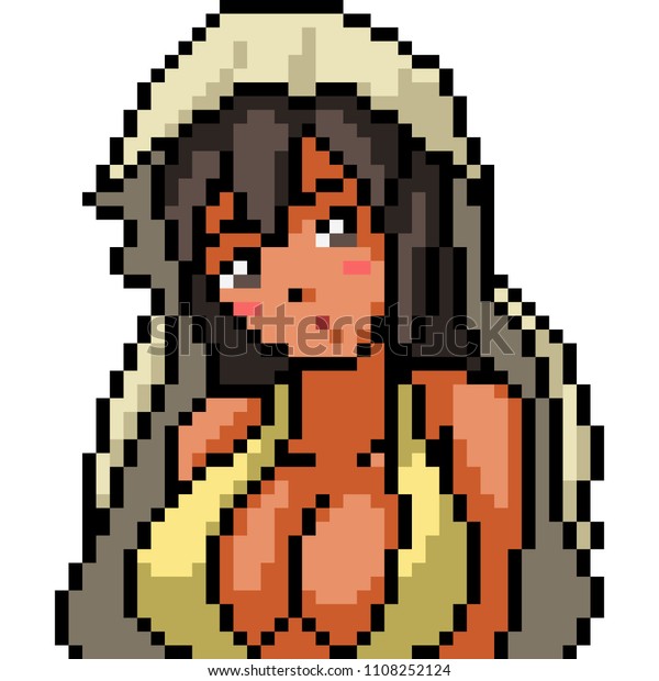 Vector Pixel Art Anime Girl Isolated Cartoon 9977