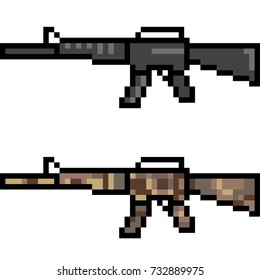 Vector Pixel Art Assault Rifle Isolated 스톡 벡터(로열티 프리) 732889975 ...