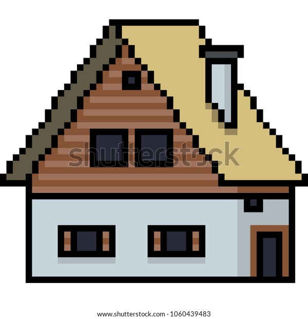 Vector Pixel Art Barn House Isolated : image vectorielle de stock ...