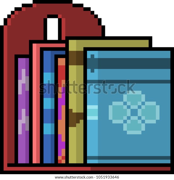 Vector Pixel Art Book Shelf Isolated 库存矢量图（免版税）1051933646 | Shutterstock
