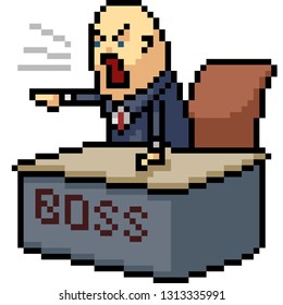 Vector Pixel Art Boss Yell Isolated Stock Vector (Royalty Free ...
