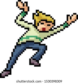 Vector Pixel Art Boy Happy Isolated: vector de stock (libre de regalías ...