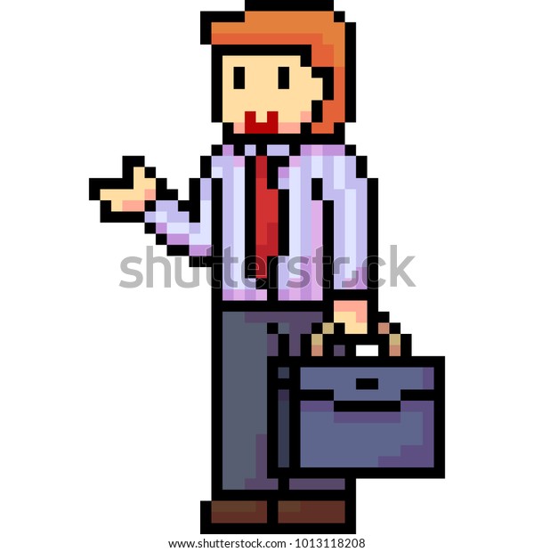 Vector Pixel Art Business Man Isolated Stock Vector (Royalty Free ...