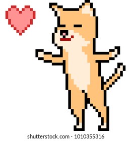 Vektor Stok Vector Pixel Art Cat Hug Isolated (Tanpa Royalti ...