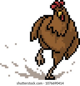 Vector Pixel Art Chicken Running Isolated Stock Vector (Royalty Free ...