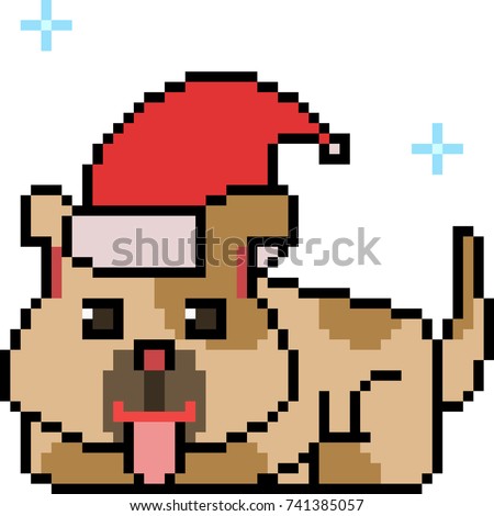 Vector Pixel Art Christmas Dog Isolated Stock-Vektorgrafik (Lizenzfrei ...