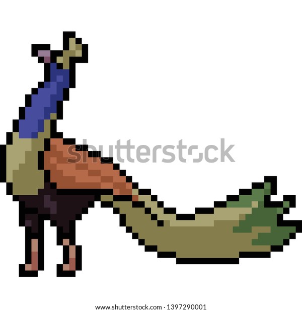 Vector Pixel Art Colorful Bird Isolated Stock Vector (Royalty Free ...