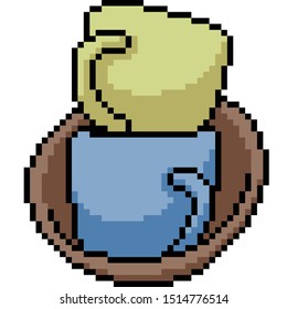 Vector Pixel Art Tea Cup Isolated: vector de stock (libre de regalías ...