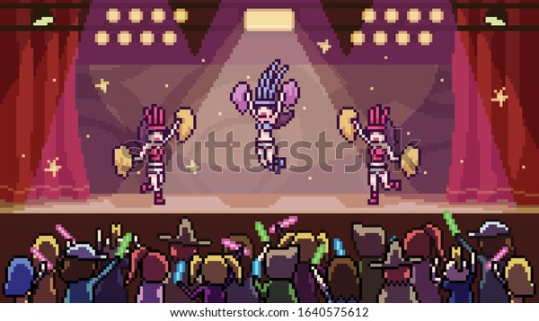 Vector Pixel Art Dance Concert Cartoon Stock Vector (Royalty Free ...