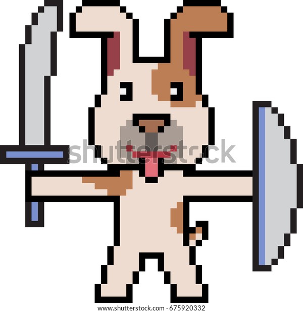 Vector Pixel Art Dog Warrior Isolated Stock Vector (Royalty Free) 675920332