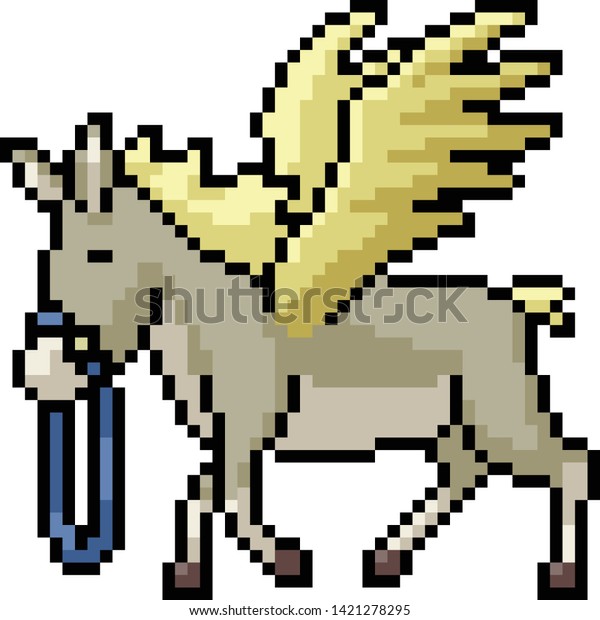 Vector Pixel Art Donkey Pegasus Isolated: เวกเตอร์สต็อก (ปลอดค่า ...