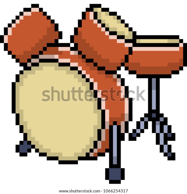 Vector Pixel Art Drum Set Isolated: vector de stock (libre de regalías ...