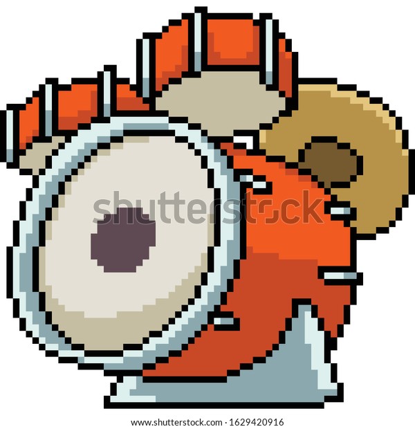 Vector Pixel Art Drum Set Isolated: vector de stock (libre de regalías ...