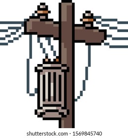 Vector Pixel Art Electric Pole Isolated Stock Vector (Royalty Free ...
