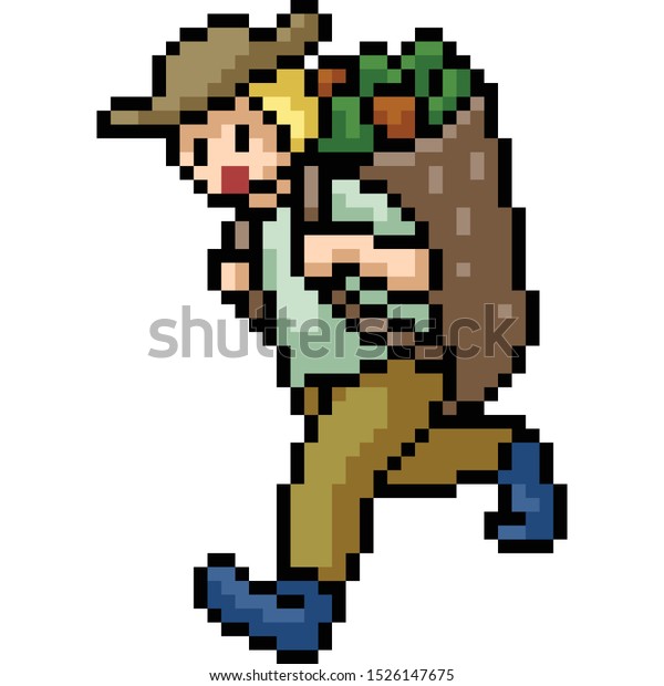 Vector Pixel Art Farmer Isolated Cartoon Stock Vector (Royalty Free ...
