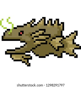 Vector Pixel Art Fish Monster Isolated: vector de stock (libre de ...