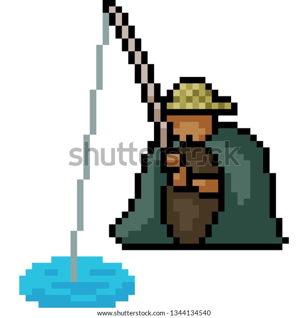 Vector Pixel Art Fishing Isolated Cartoon Stock Vector (Royalty Free ...