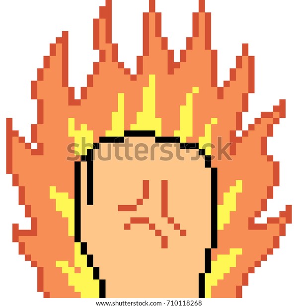 Vector Pixel Art Fist Fire Isolated Stock Vector (Royalty Free) 710118268