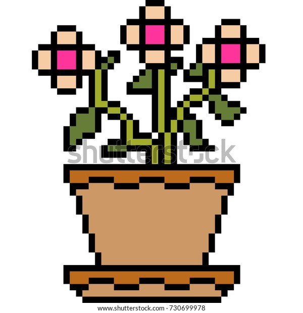 Vector Pixel Art Flower Pot Isolated Stock Vector (Royalty Free ...